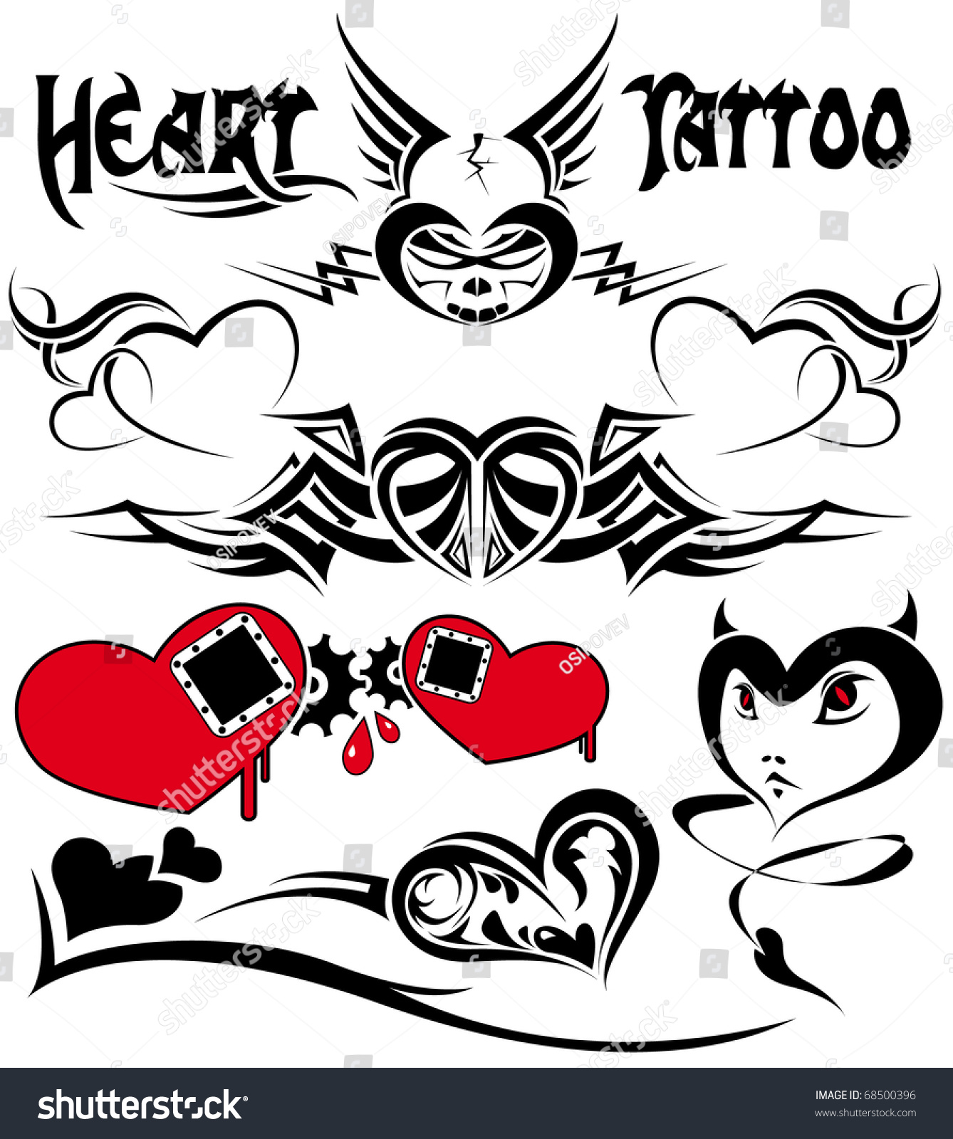 Heart Tattoo Stock Vector Illustration 68500396 : Shutterstock