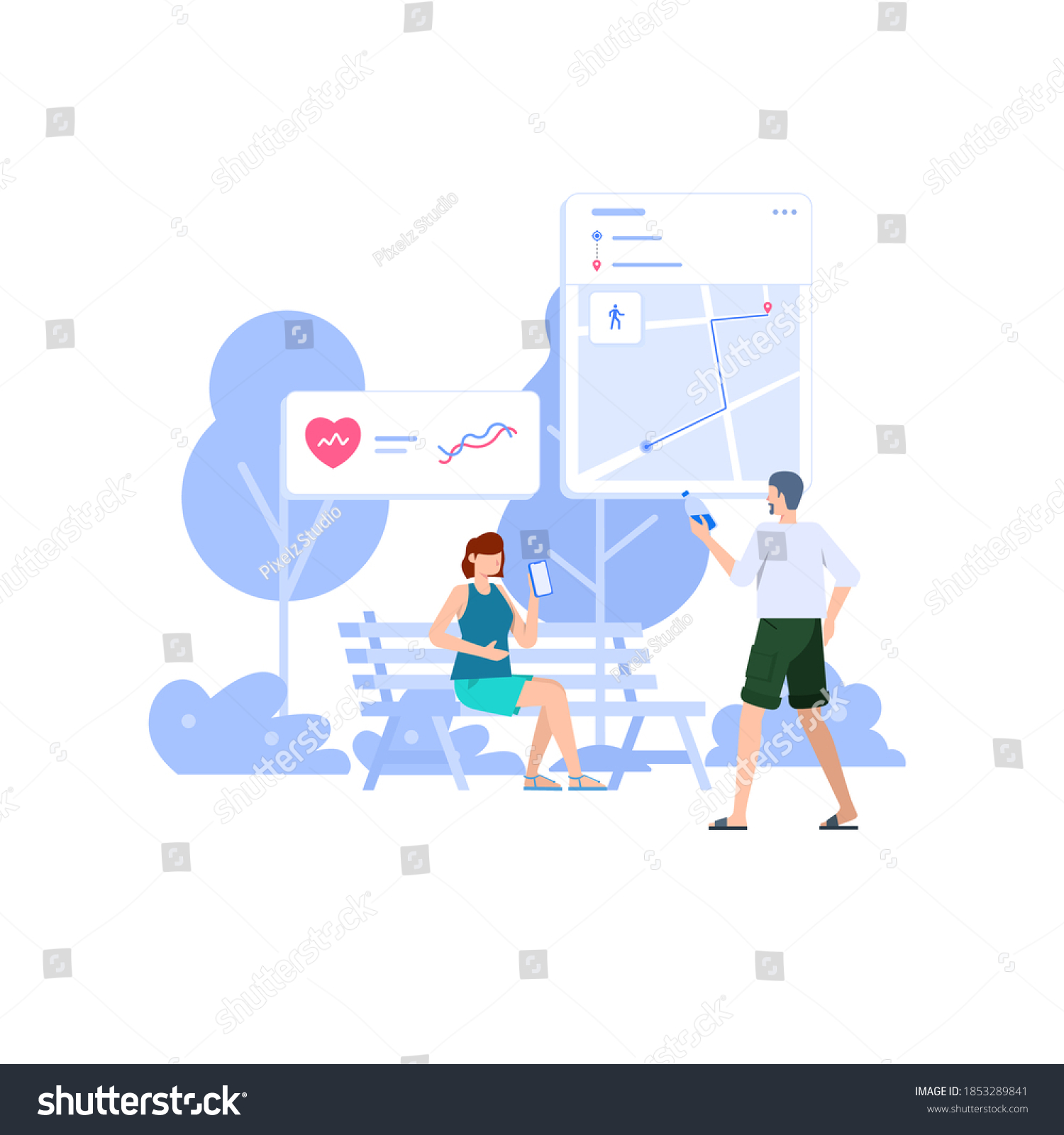 Heart Tracker Concept Vector Illustration Flat Stock Vector (Royalty ...
