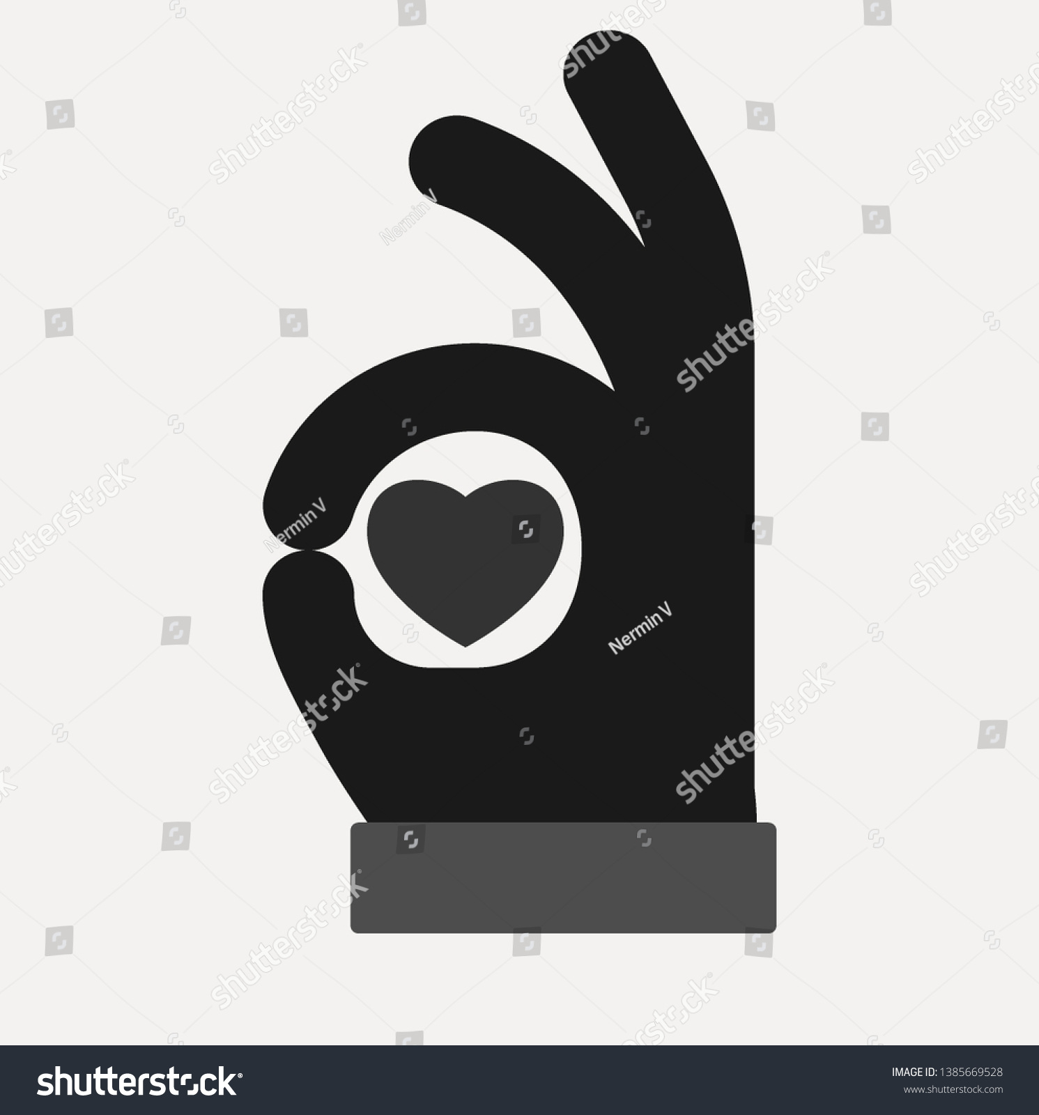 Heart Vector Hand Black Icon Stock Vector (Royalty Free) 1385669528 ...