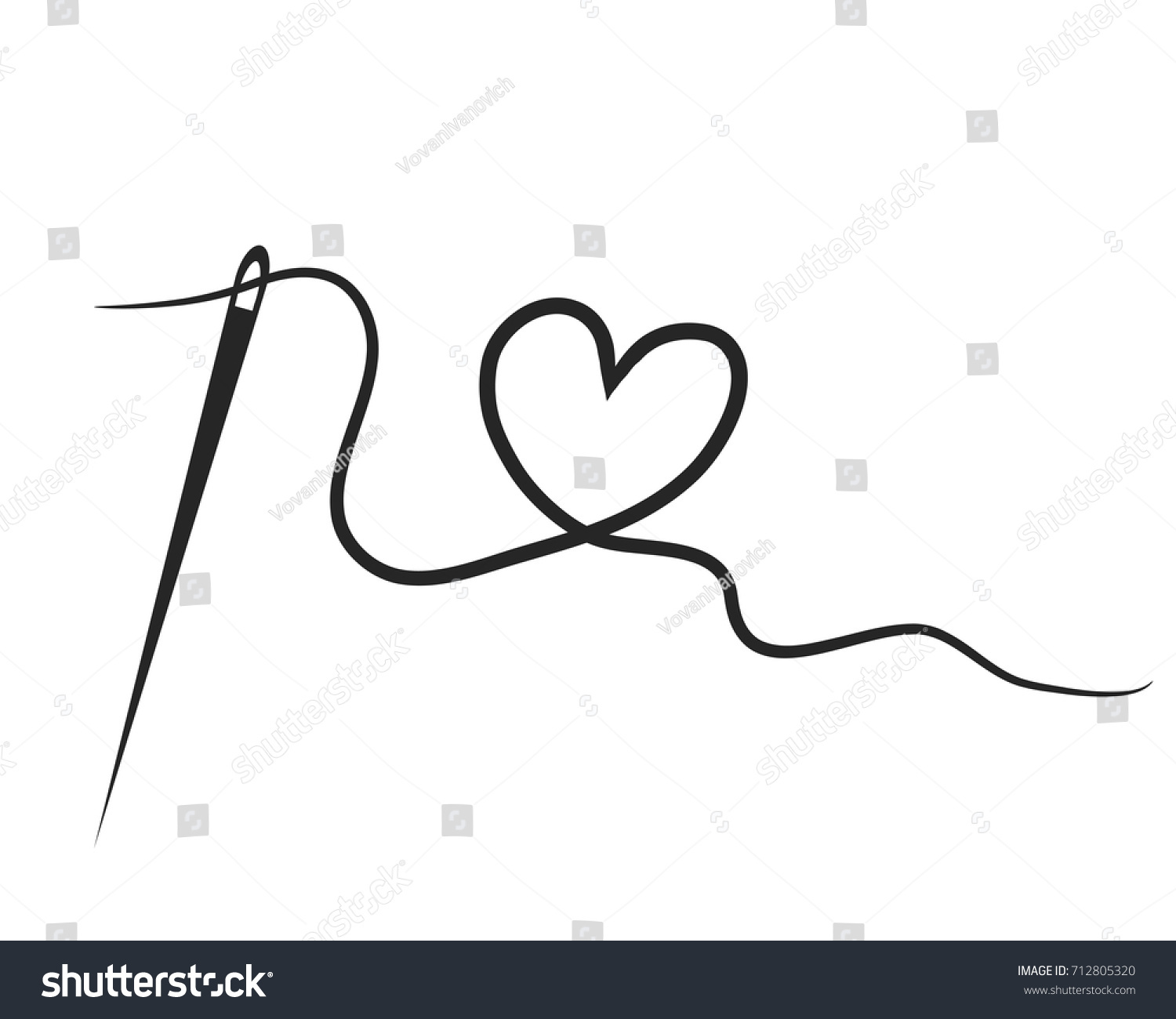 corazón con un hilo de aguja.: vector de stock (libre de regalías ...