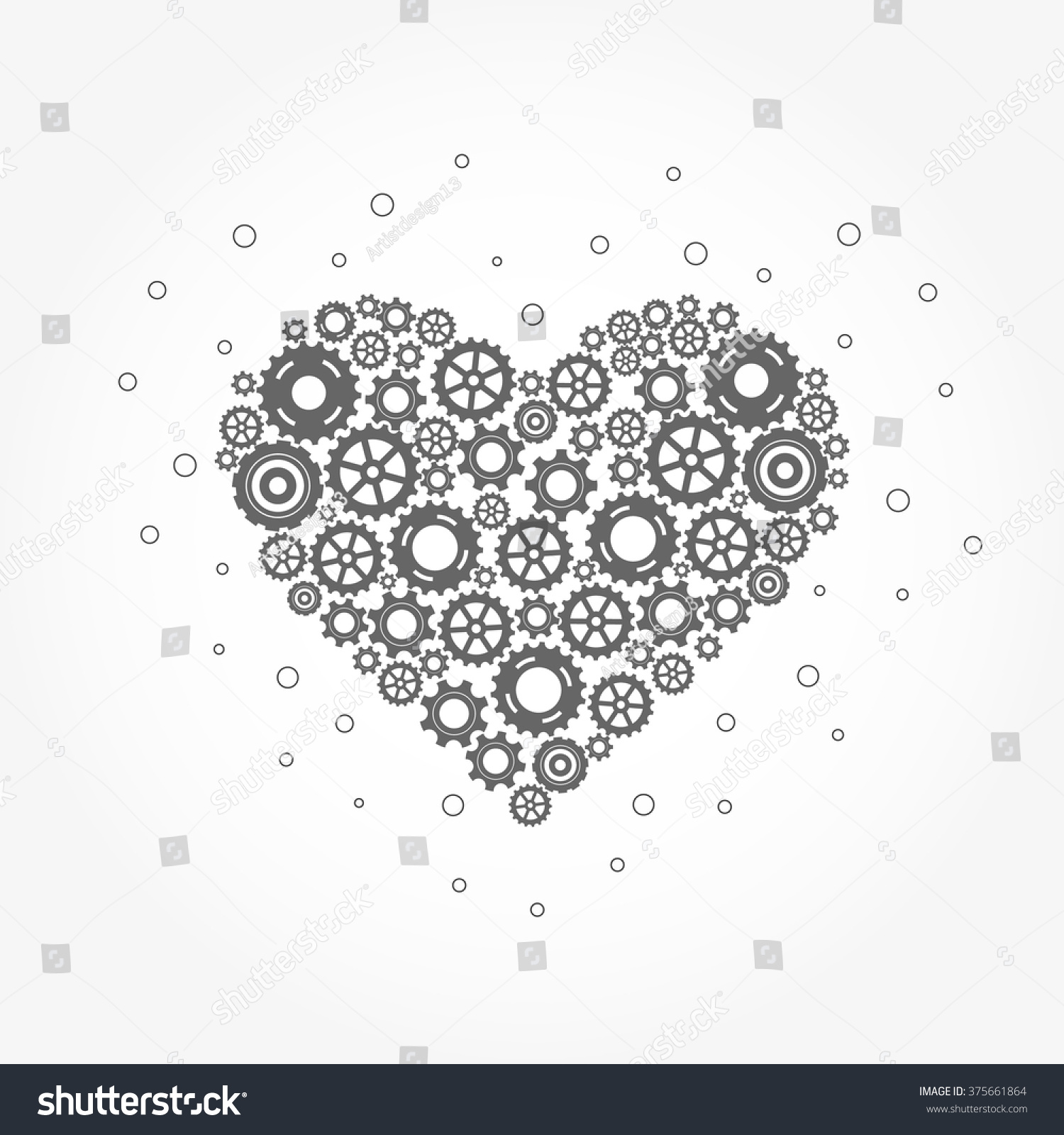 Heart Gears Vector Background Stock Vector (Royalty Free) 375661864