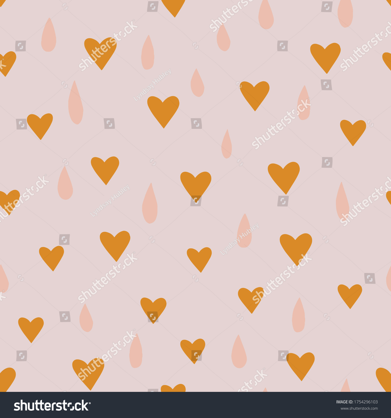 Hearts Raindrops Simple Modern Vector Repeating Stock Vector (Royalty ...