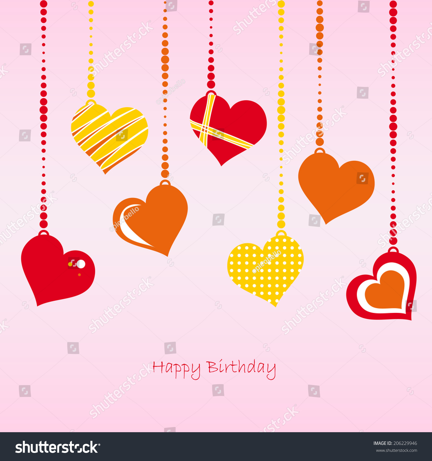Hearts Happy Birthday Vector Stock Vector (Royalty Free) 206229946 ...