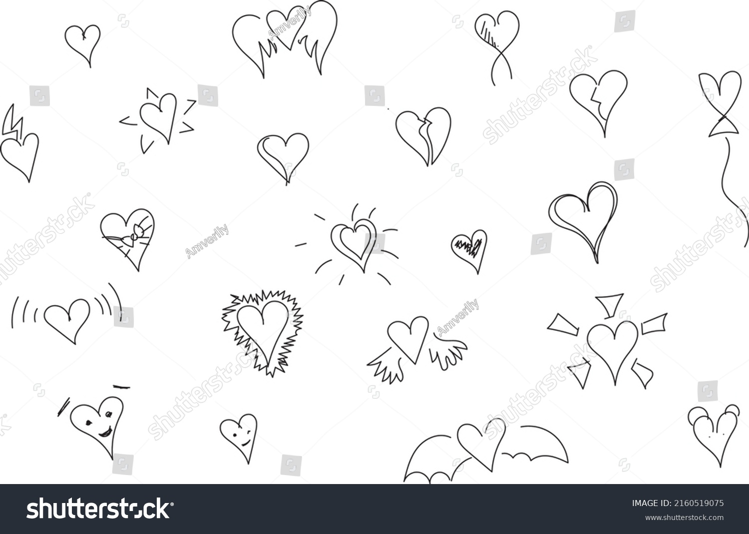 Hearts Set Different Imperfect Vectors Stock Vector (Royalty Free ...
