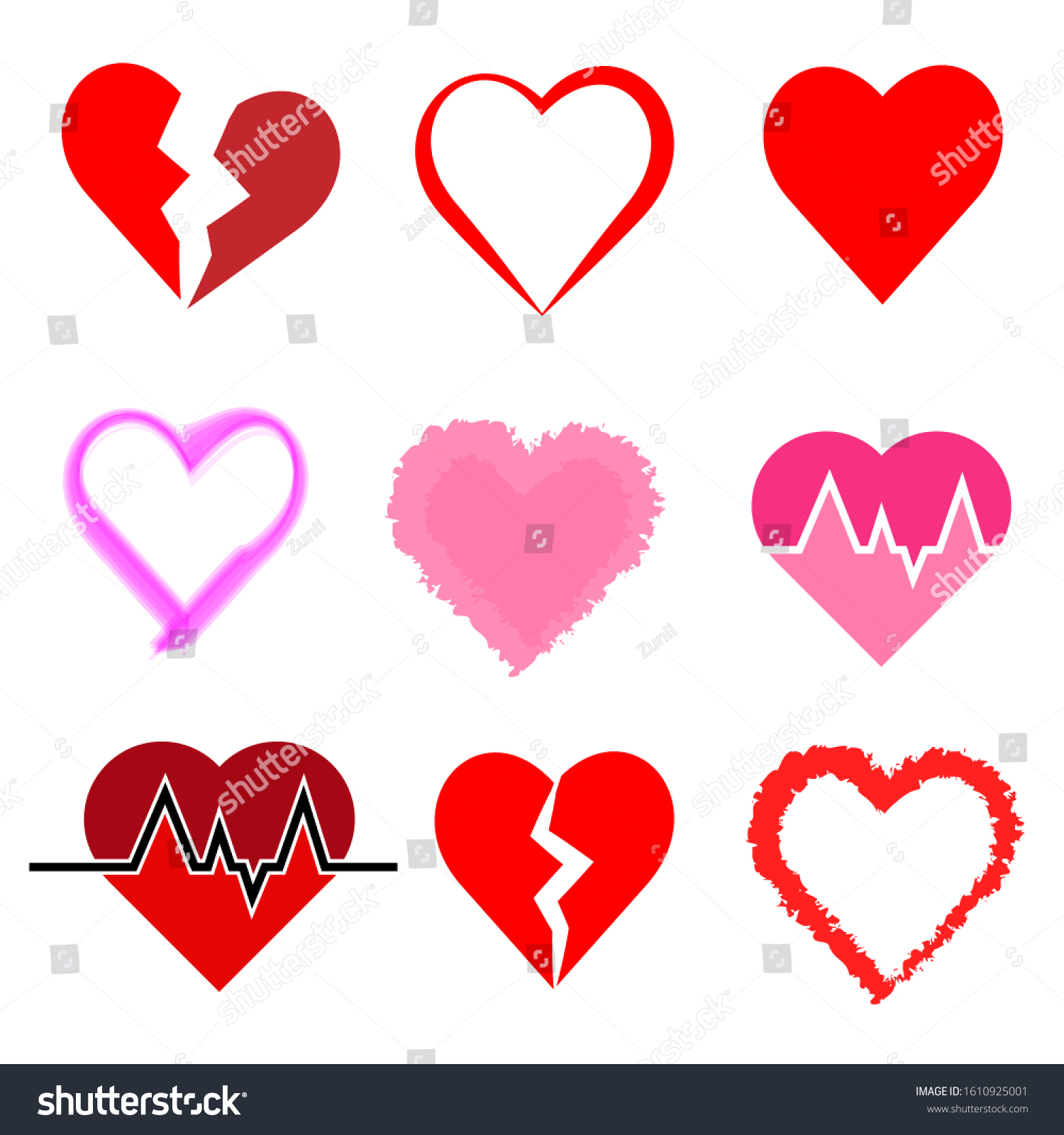 Hearts Vector Set Stylish Illustrations Elements Stock Vector (Royalty ...