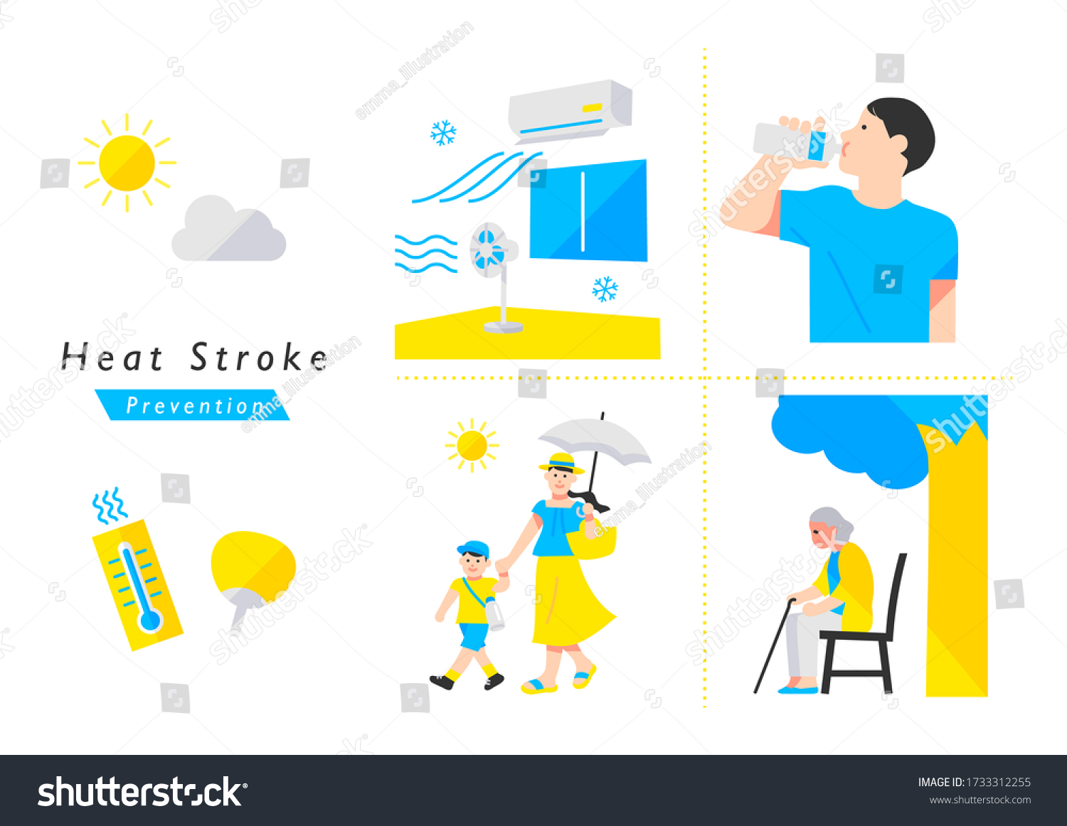Heat Stroke Prevention Vector Set Stock Vector (Royalty Free ...
