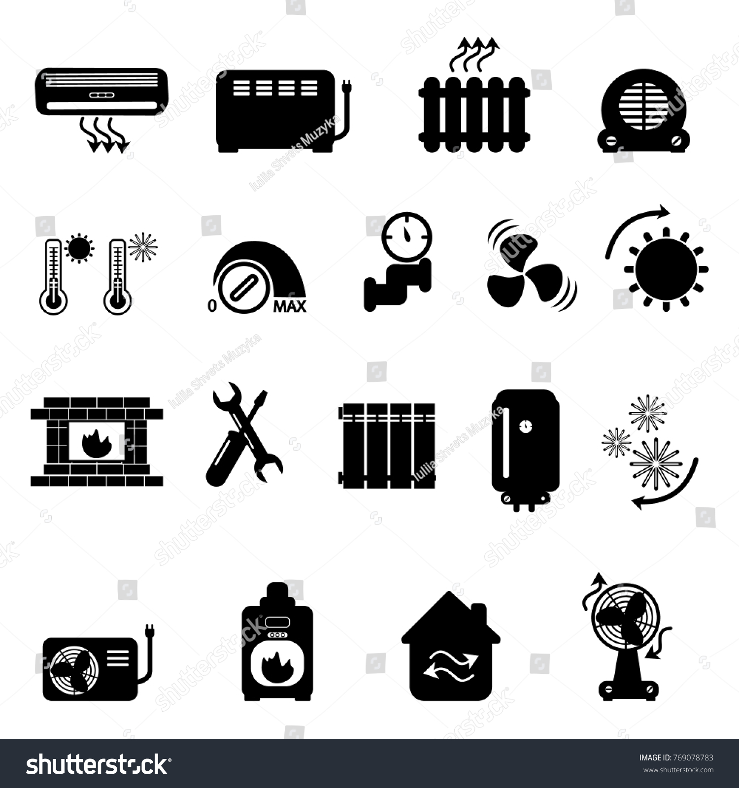 Heating Cooling Icons Stock Vector (Royalty Free) 769078783