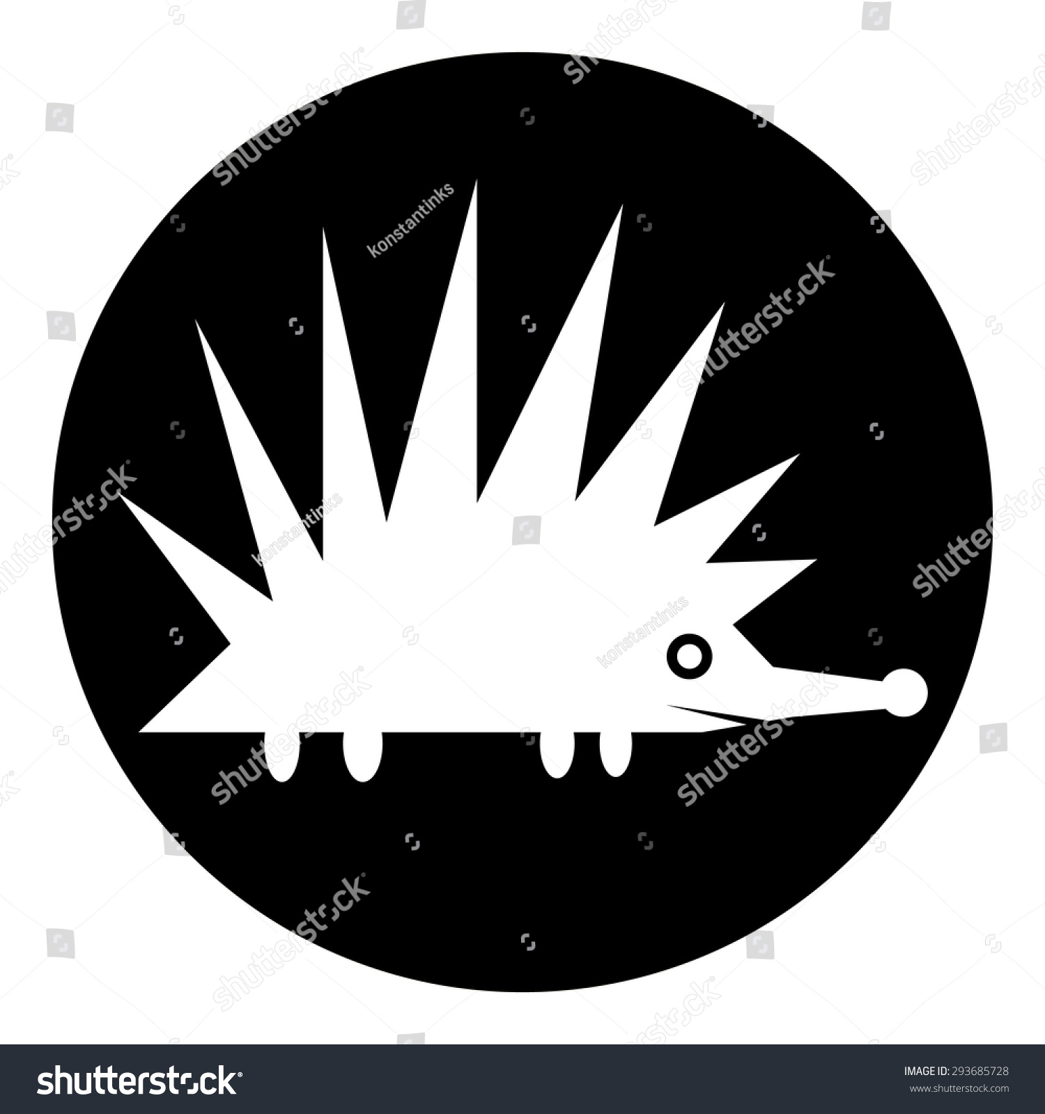 Hedgehog Symbol Button On White Background Stock Vector (Royalty Free ...
