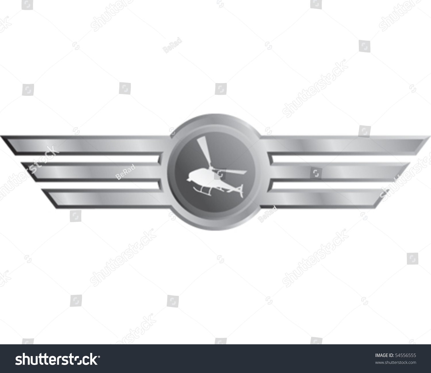 Helicopter Badge Silver Stock Vector (Royalty Free) 54556555