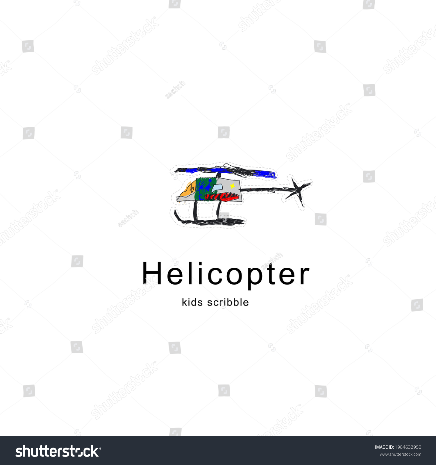 Helicopter Scribble Kids Drawing Vector Illustration Stock Vector ...