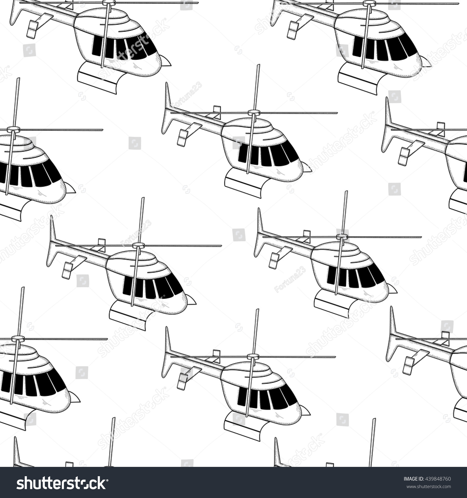 Helicopter Seamless Pattern Black White Stock Vector (Royalty Free ...