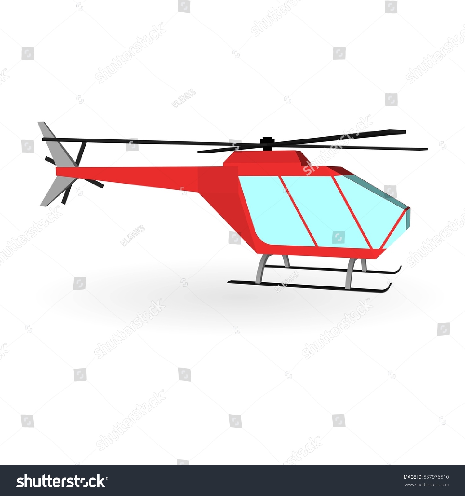 Helicopter Side View Isolated Vector Illustration: เวกเตอร์สต็อก (ปลอด ...