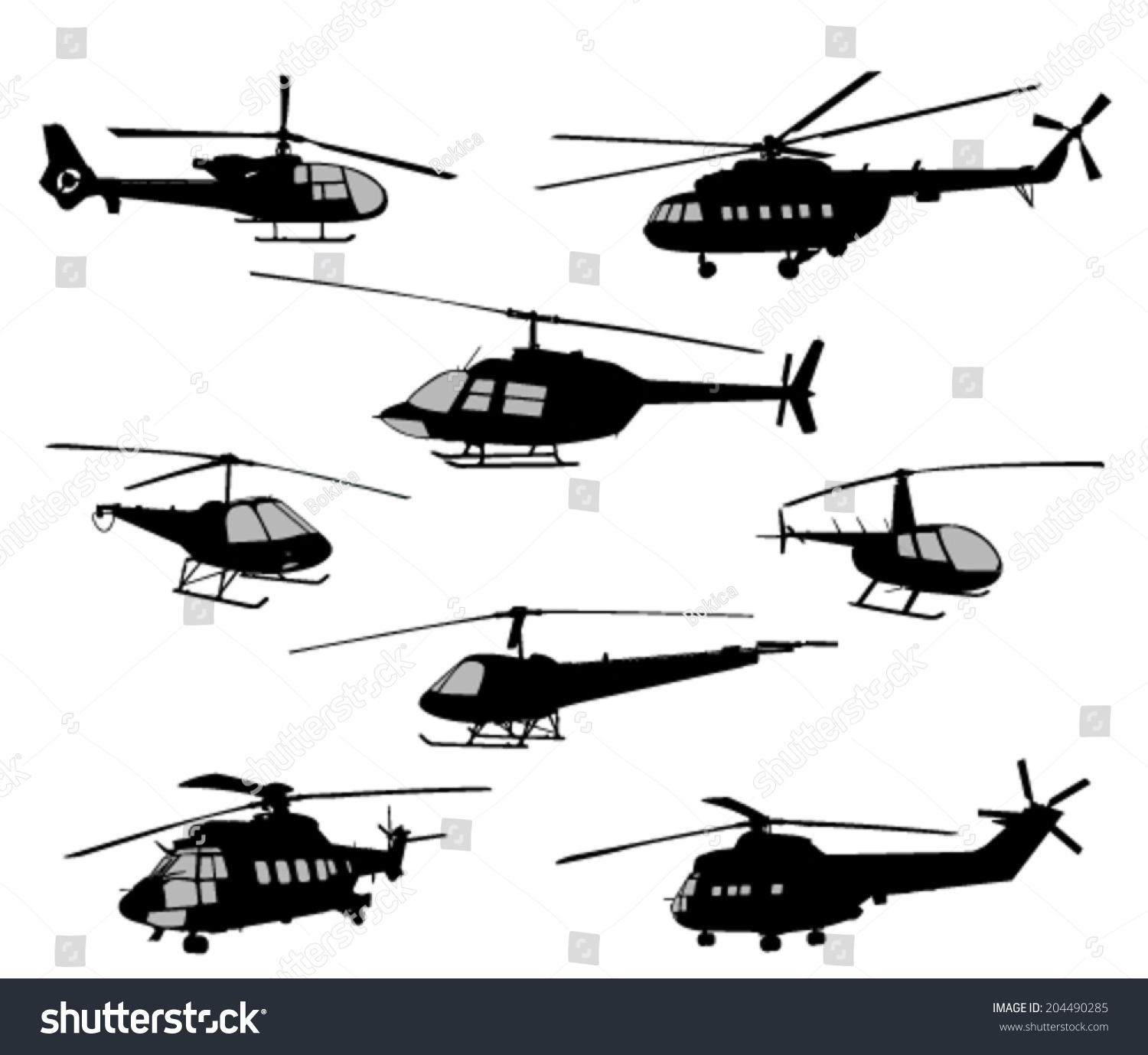 Helicopters Silhouettes Collection Stock Vector (Royalty Free ...