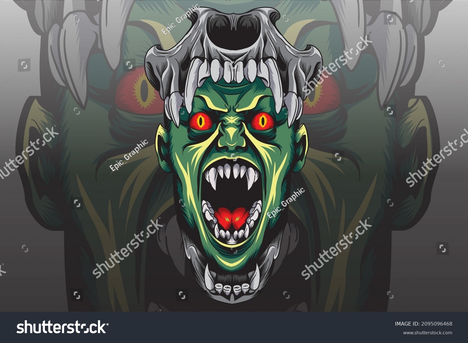 Hell Demon Wolf Skull Vector Illustration Stock Vector (Royalty Free ...