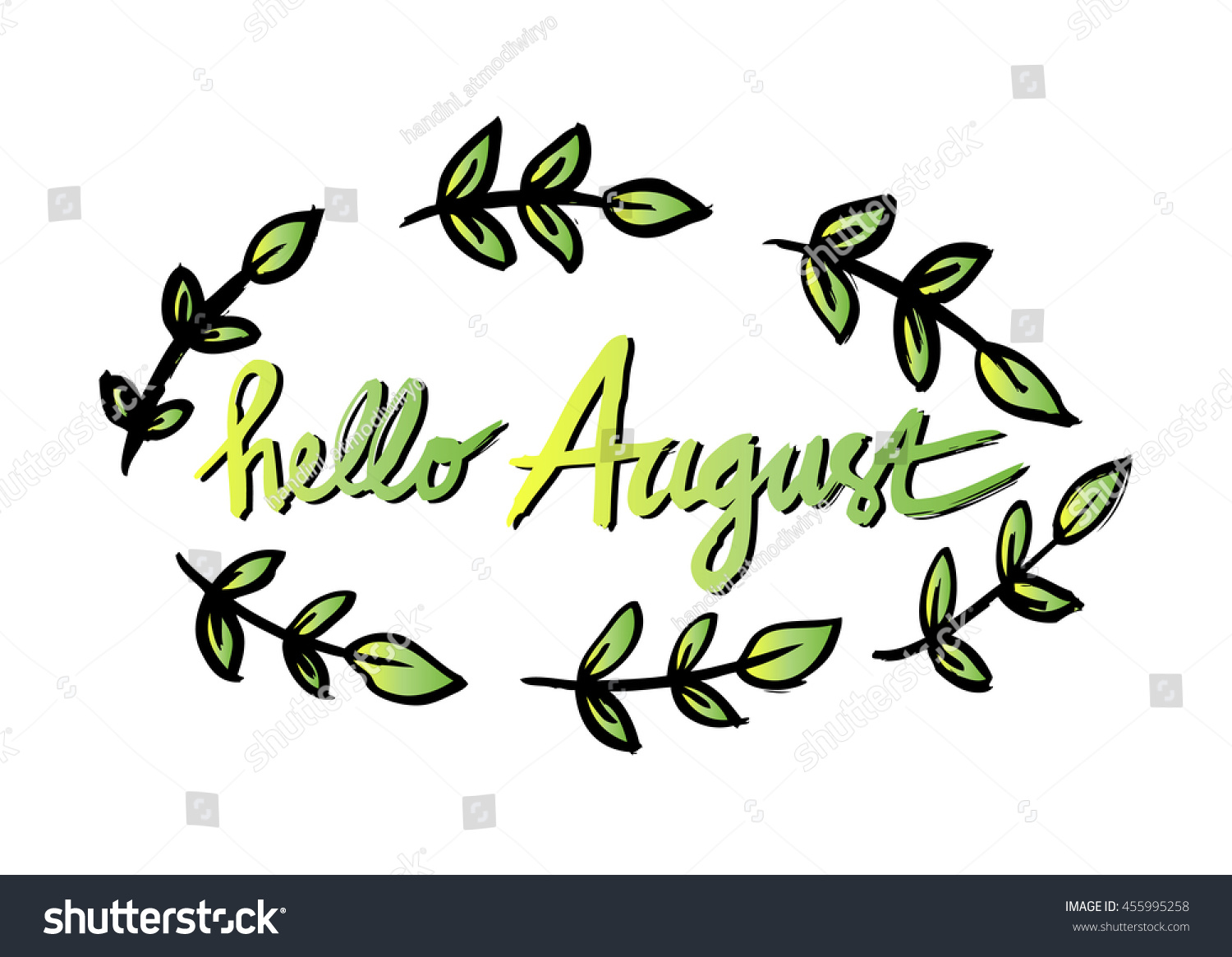 Hello Augusthand Drawing Illustration Stock Vector (Royalty Free) 455995258
