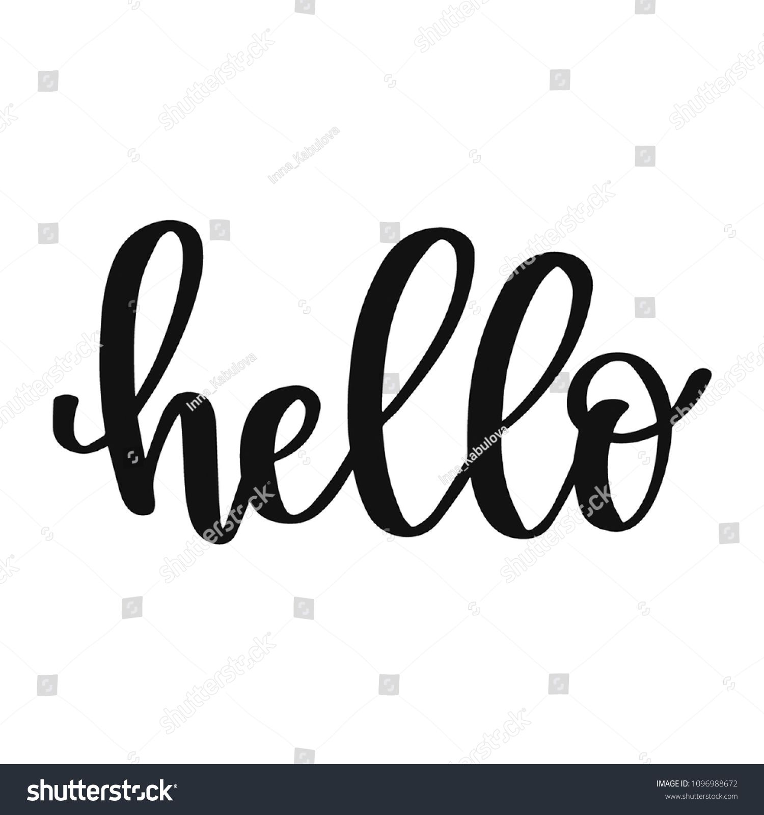 Hello Calligraphy Vector Lettering Handwritten Stock Vector (Royalty ...