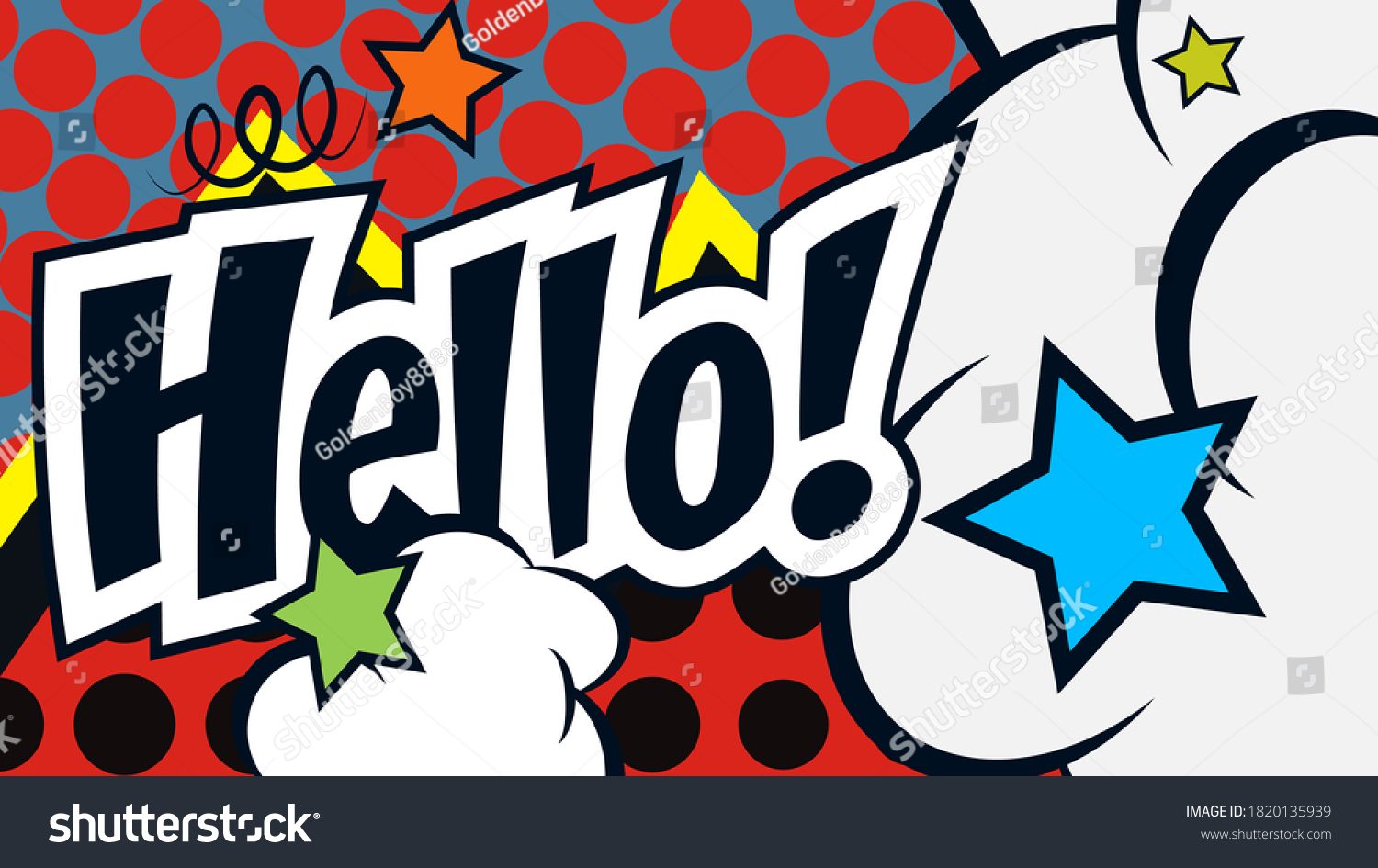Hello Comic Bubble Pop Art Wallpaper: เวกเตอร์สต็อก (ปลอดค่าลิขสิทธิ์ ...