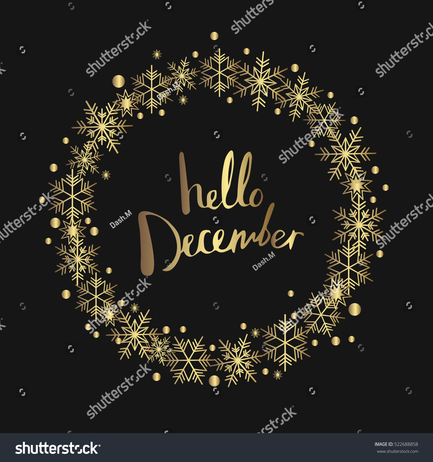 Hello December Print Design Stock Vector (Royalty Free) 522688858