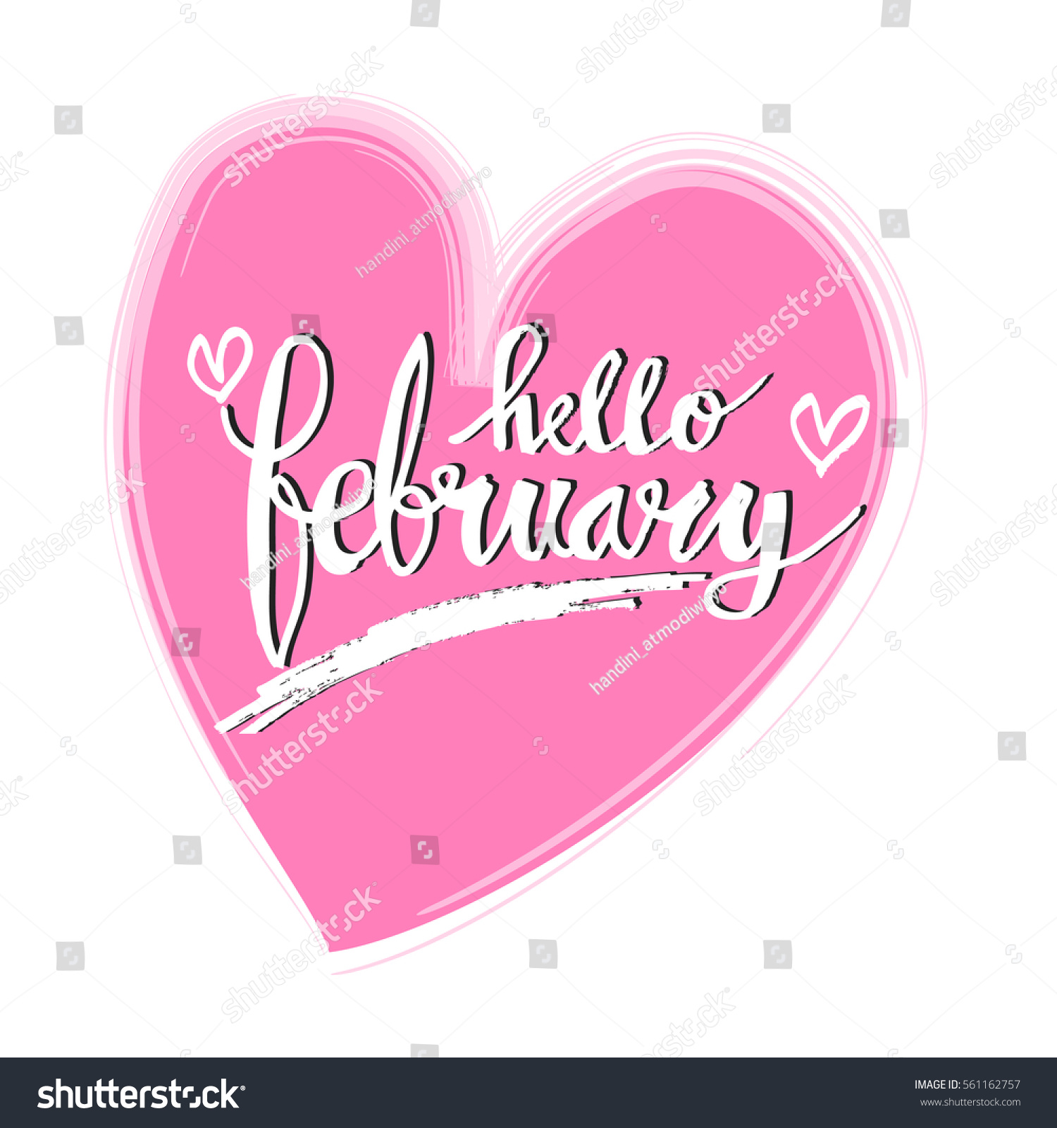 Hello February Hand Drawn Design Calligraphy: vector de stock (libre de ... Hello February Hand Drawn Design Calligraphy: vector de stock (libre de ...
