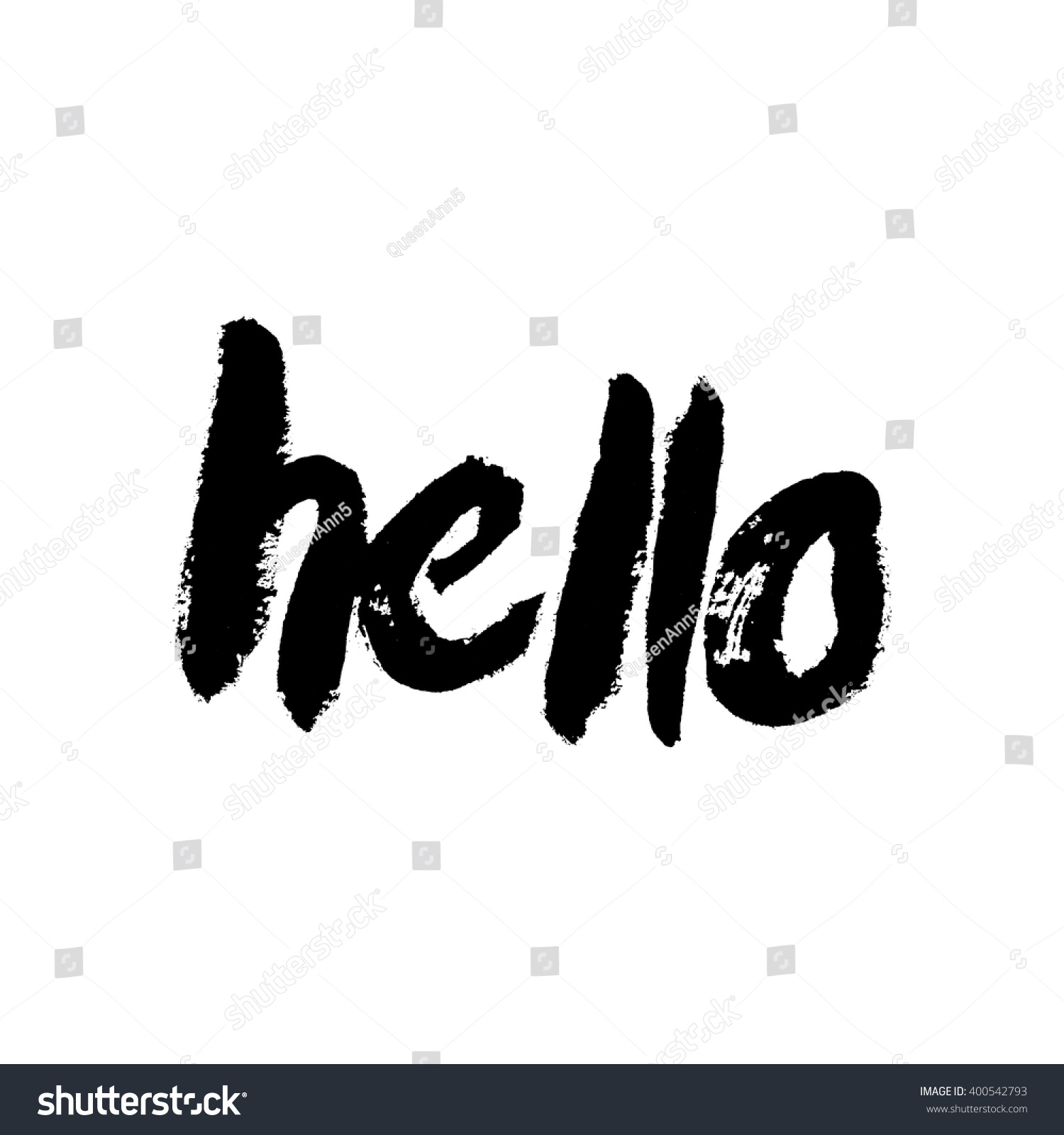 Hello Hand Lettering Vector Calligraphy: vector de stock (libre de ...