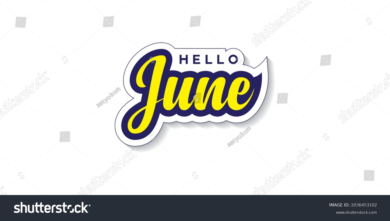 Hello June Sticker Typography Vector Lettering Stock Vector (Royalty ...