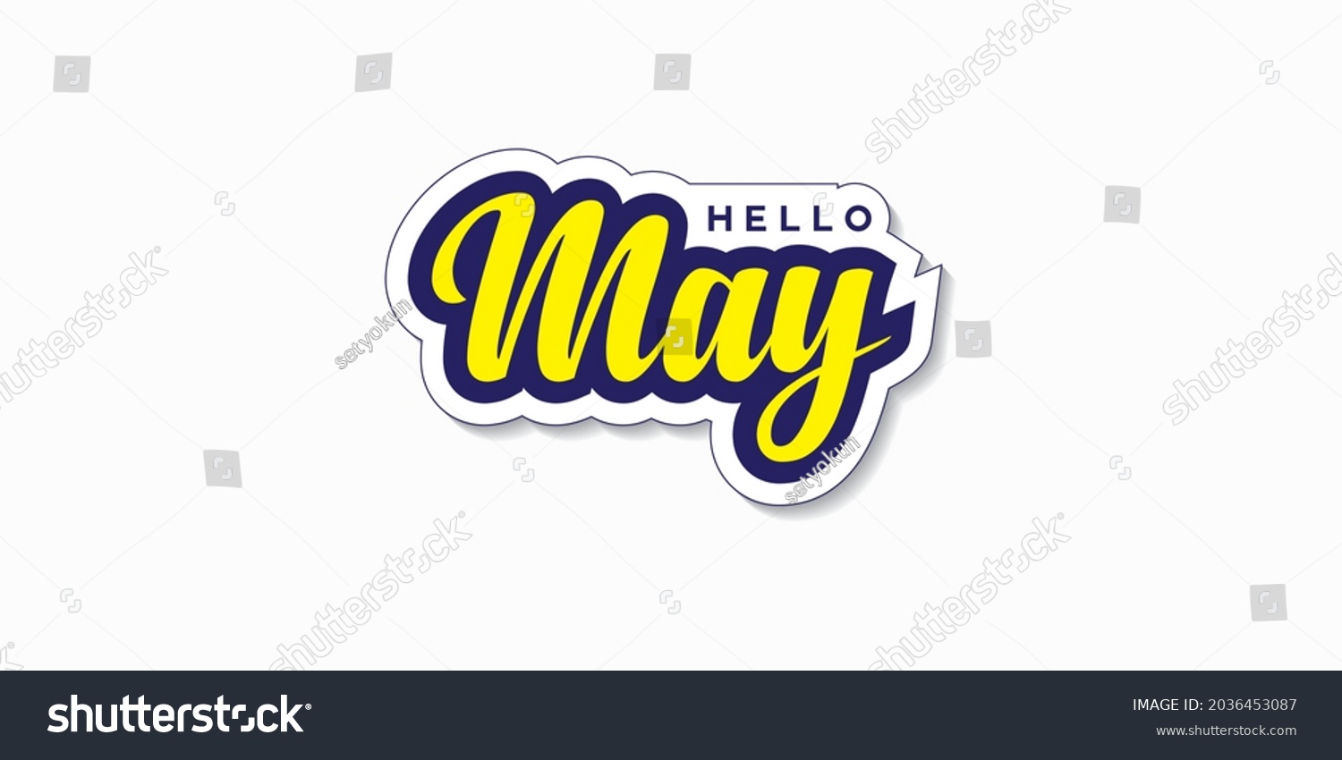 Hello May Sticker Typography Vector Lettering Stock Vector (Royalty ...