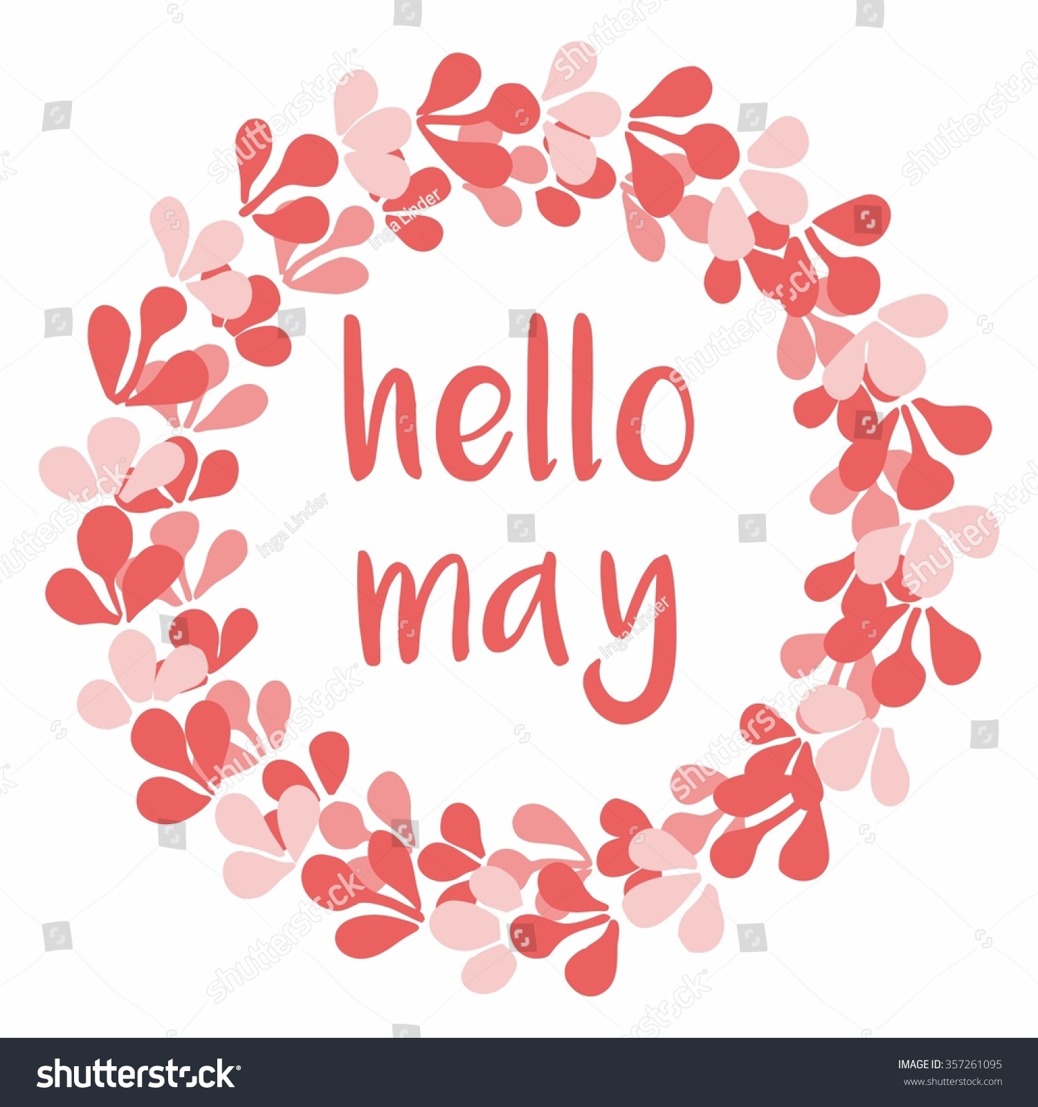 Hello May Vector Wreath Card Stock Vector Royalty Free 357261095