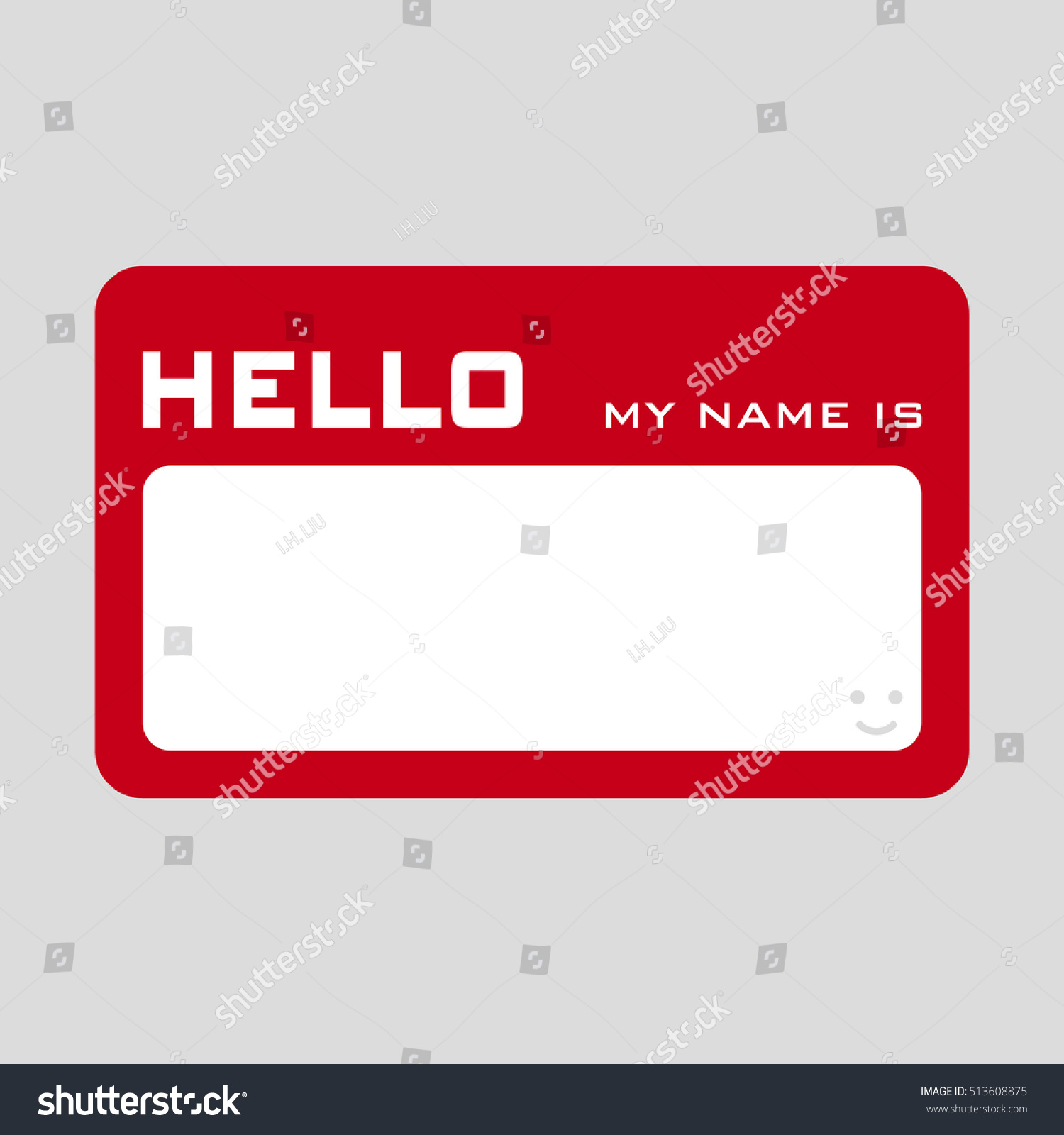 Hello Name Tag On White Stock Vector (Royalty Free) 513608875