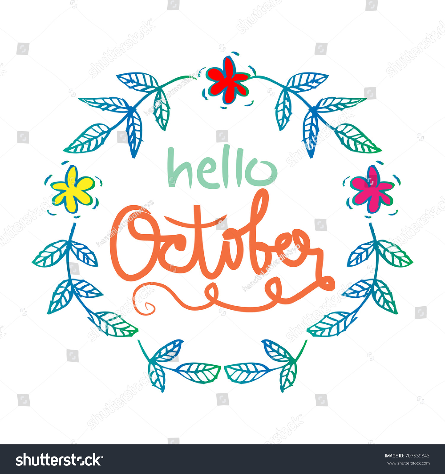Hello October Card Stock Vector (Royalty Free) 707539843 | Shutterstock