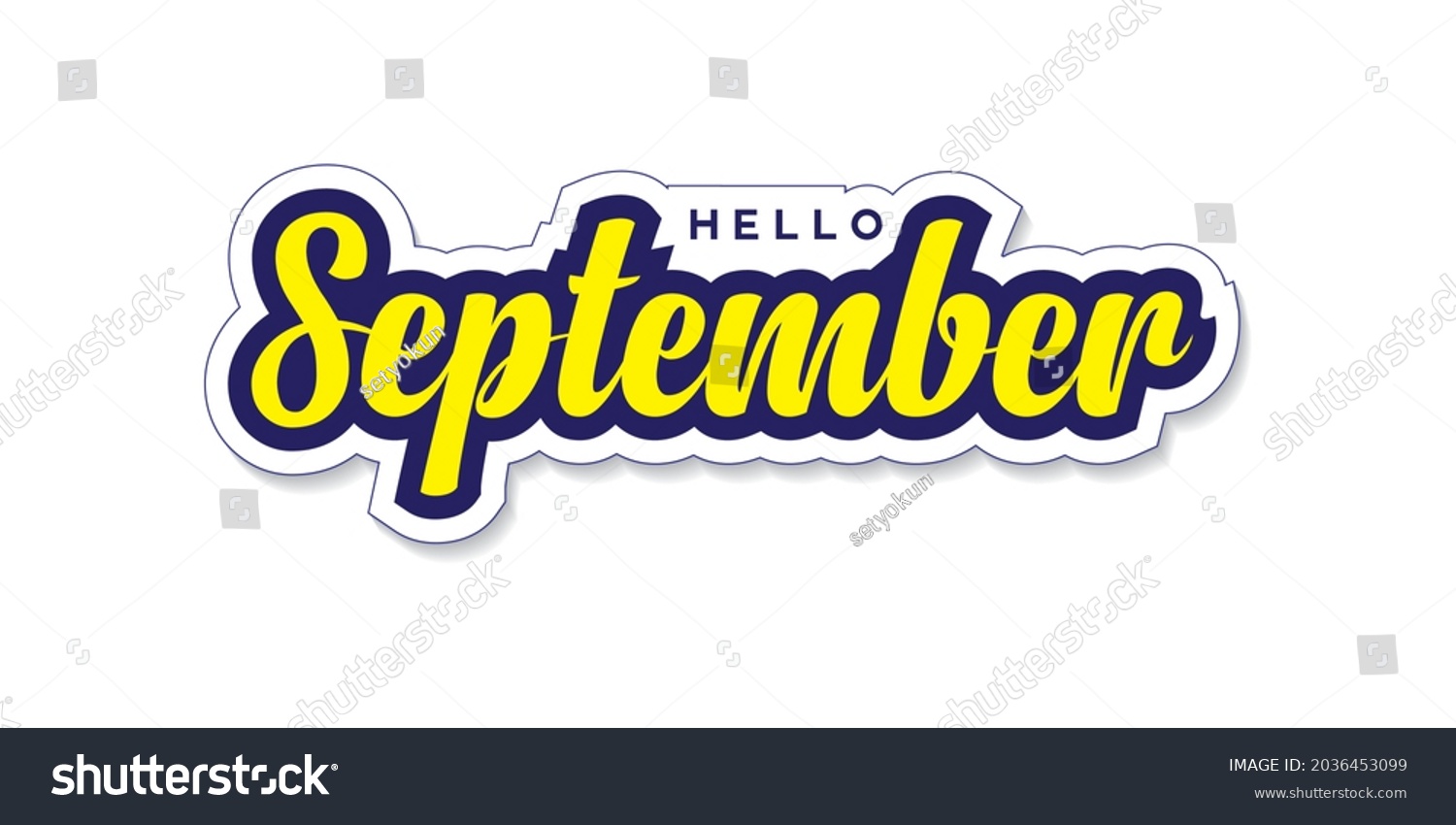 Hello September Sticker Typography Vector Lettering Stock Vector ...