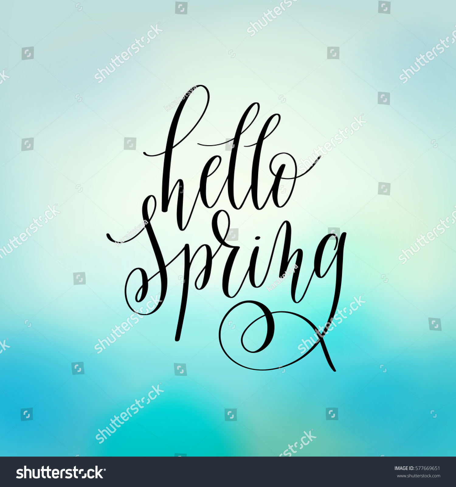 Hello Spring Hand Lettering Poster Calligraphy Stock Vector (Royalty ...