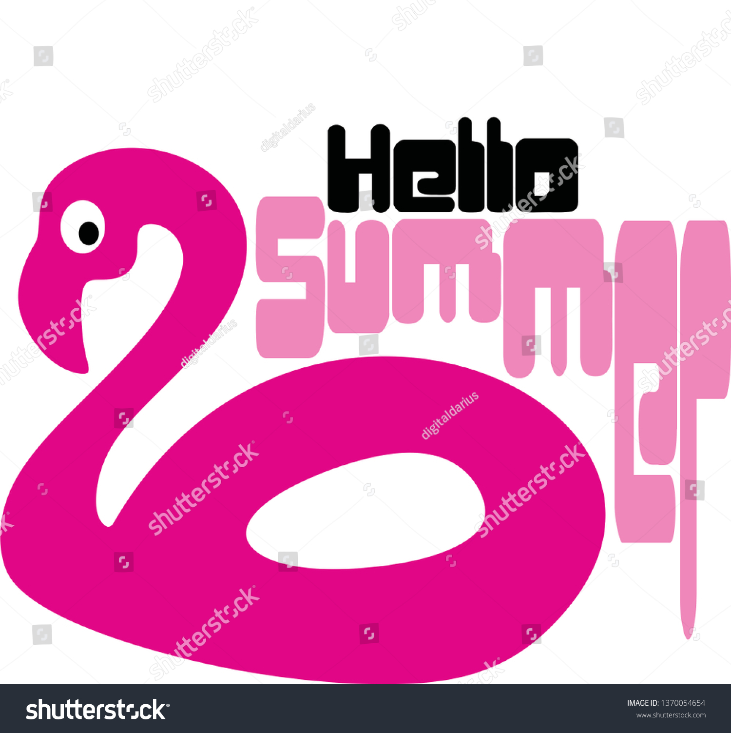 Hello Summer Flamingo Vector Stock Vector (Royalty Free) 1370054654 ...