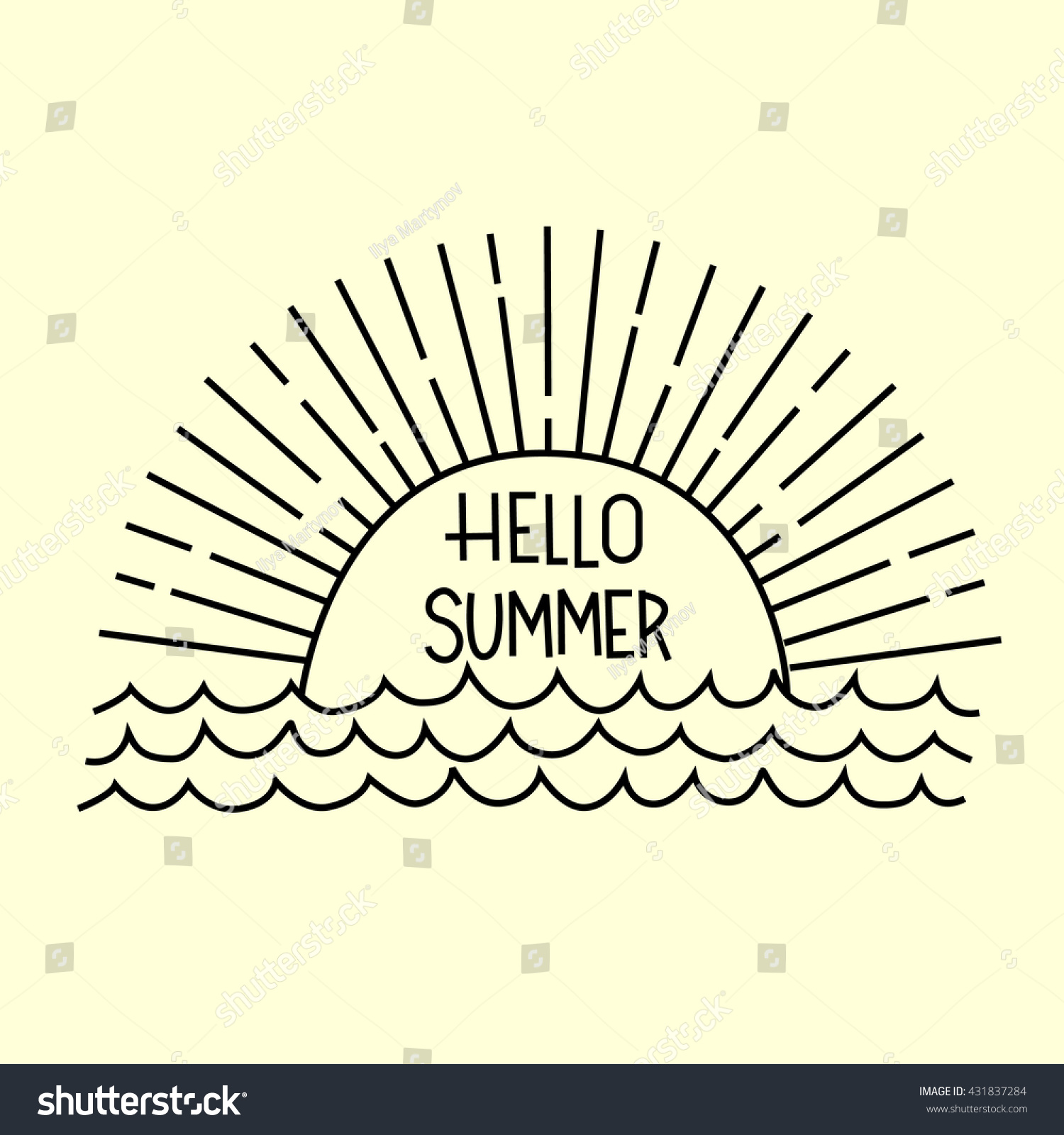 Hello Summer Line Art Stock Vector (Royalty Free) 431837284 | Shutterstock