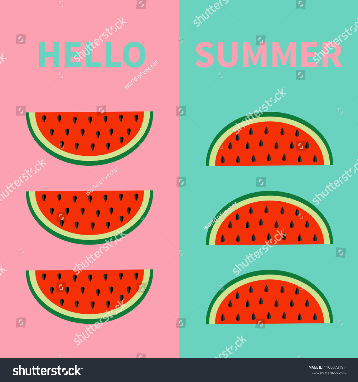 Hello Summer Watermelon Fruit Icon Set Stock Vector Royalty Free