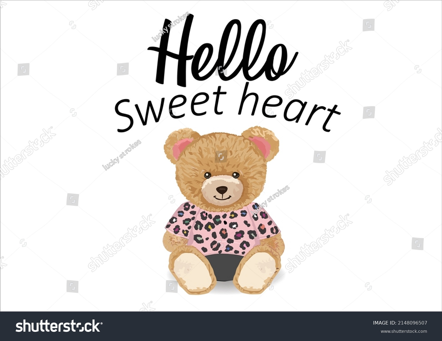 Hello Sweet Heart Bear Vector Stock Vector (Royalty Free) 2148096507 ...