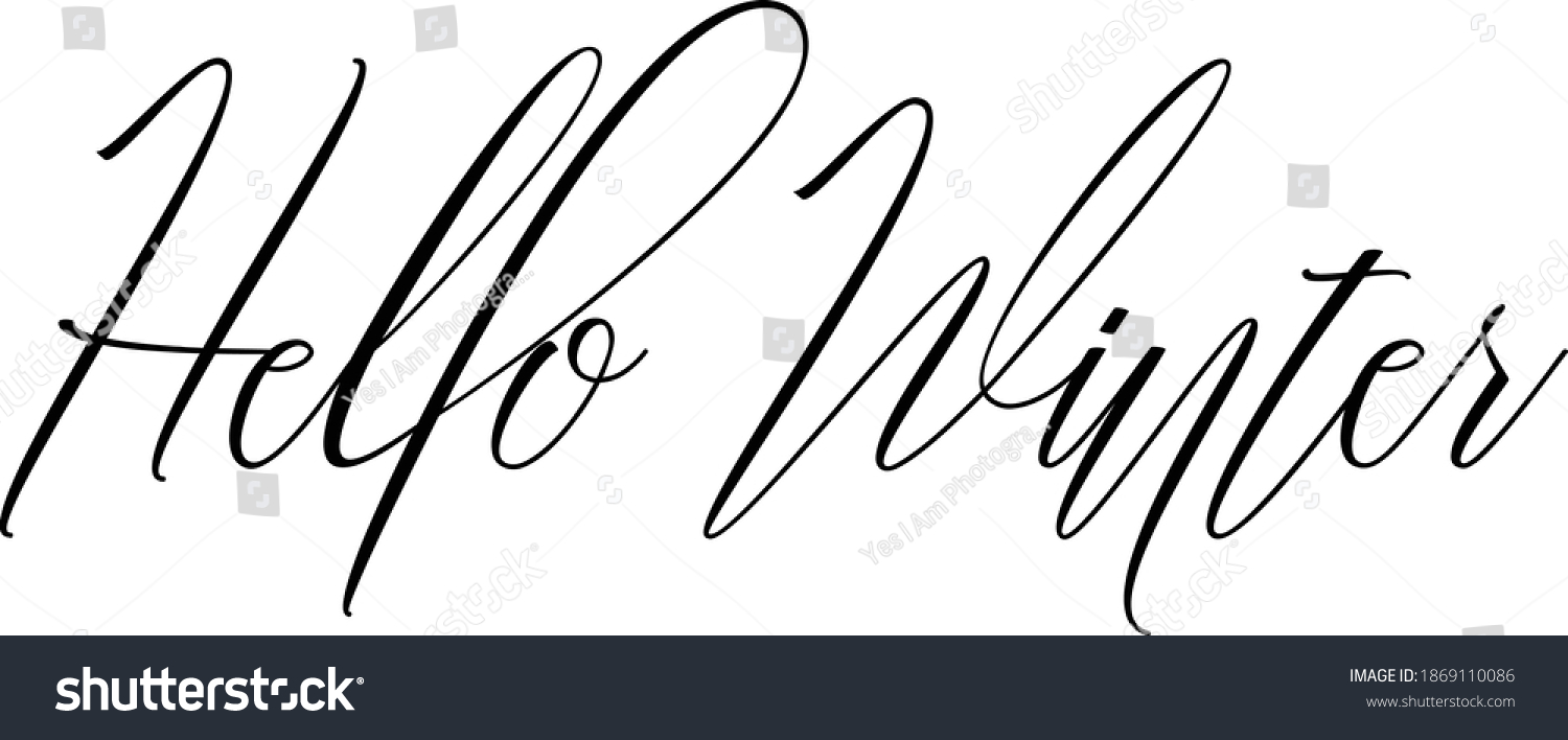 Hello Winter Handwritten Cursive Typography Text Stock Vector (Royalty ...