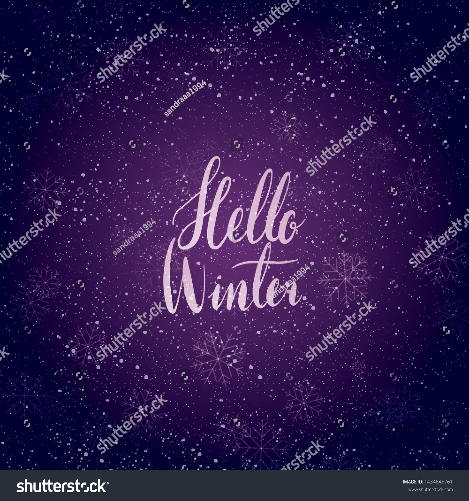 Hello Winter Text Vector Card Design Stock Vector (Royalty Free) 1434645761