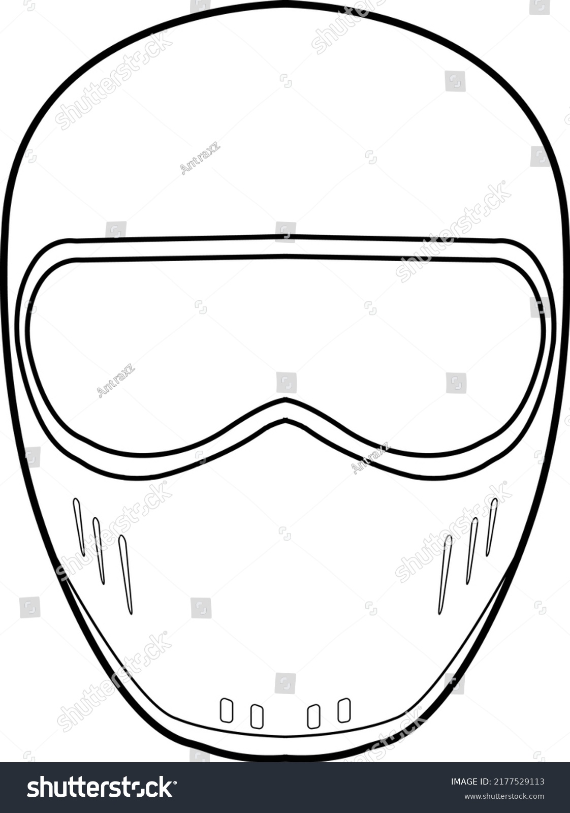 Helm Full Face Line Only Stock Vector (Royalty Free) 2177529113 ...