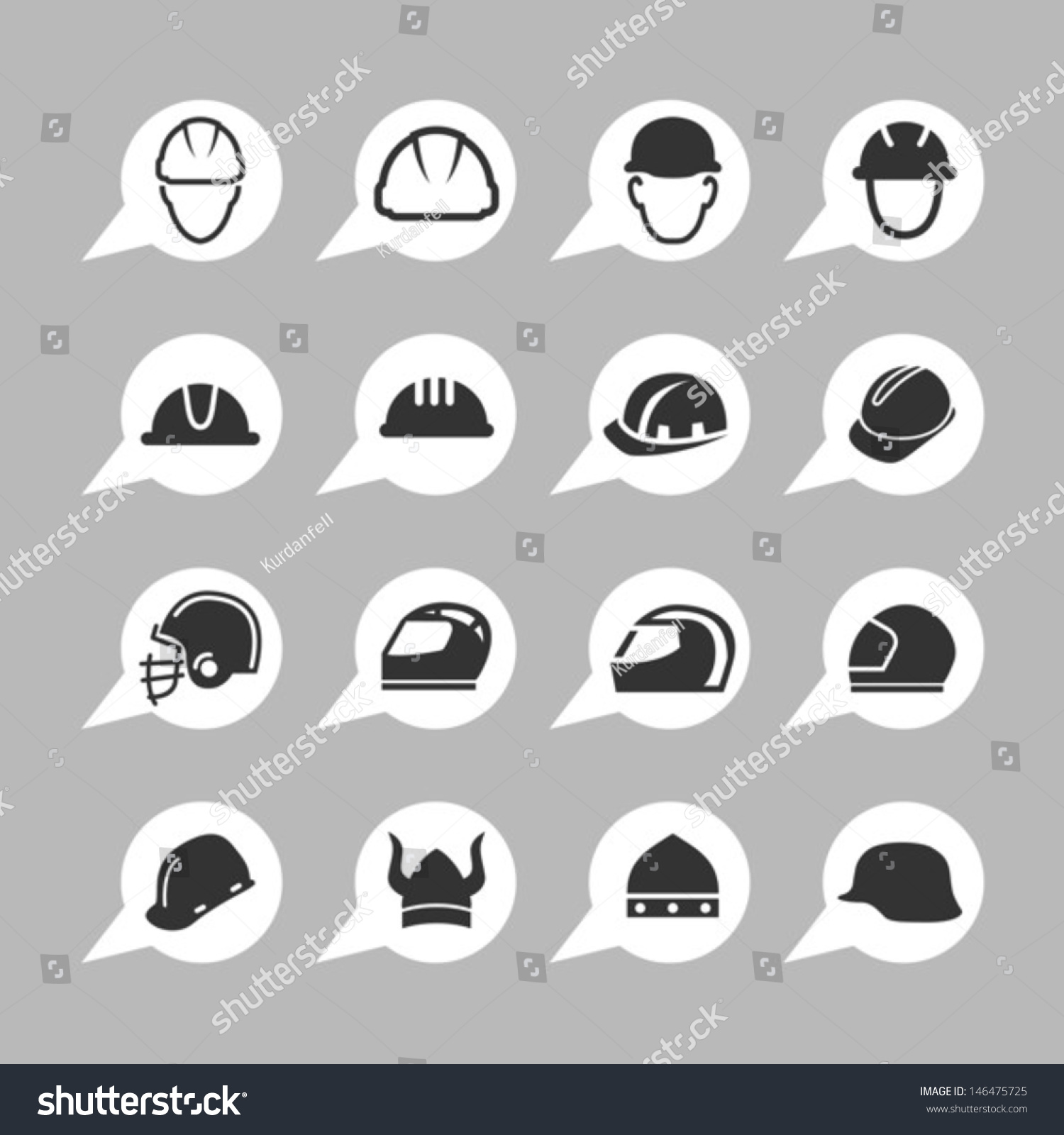 Helmet Pictograms: vector de stock (libre de regalías) 146475725 ...