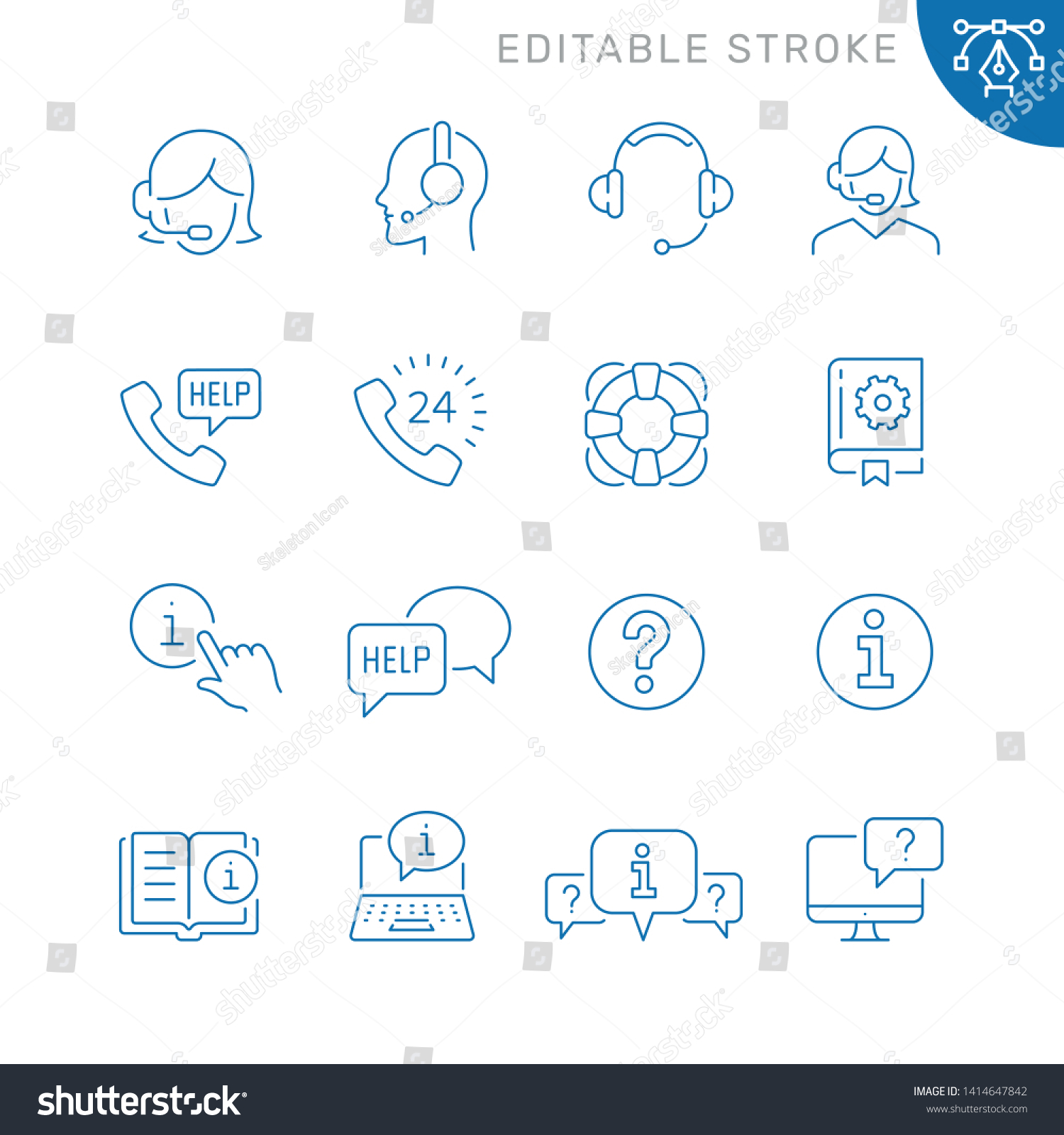Help Support Related Icons Editable Stroke Stock Vector (Royalty Free ...