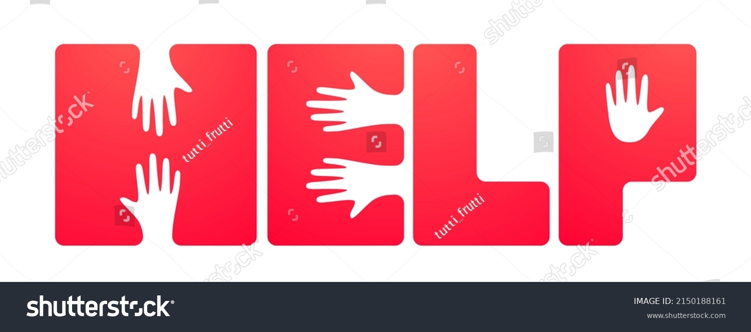 Help Lettering Hands Shape Illustration Stock Vector (Royalty Free ...