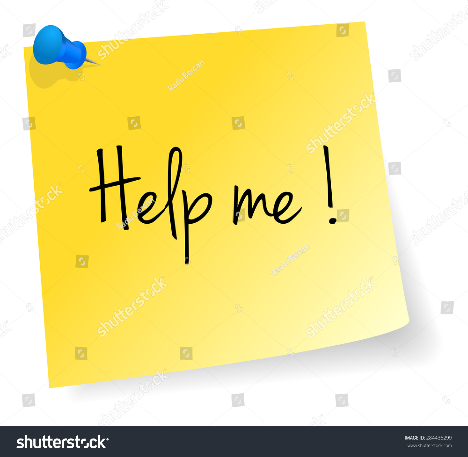 Help Me Yellow Stick Note Paper Vector Isolated - 284436299 : Shutterstock