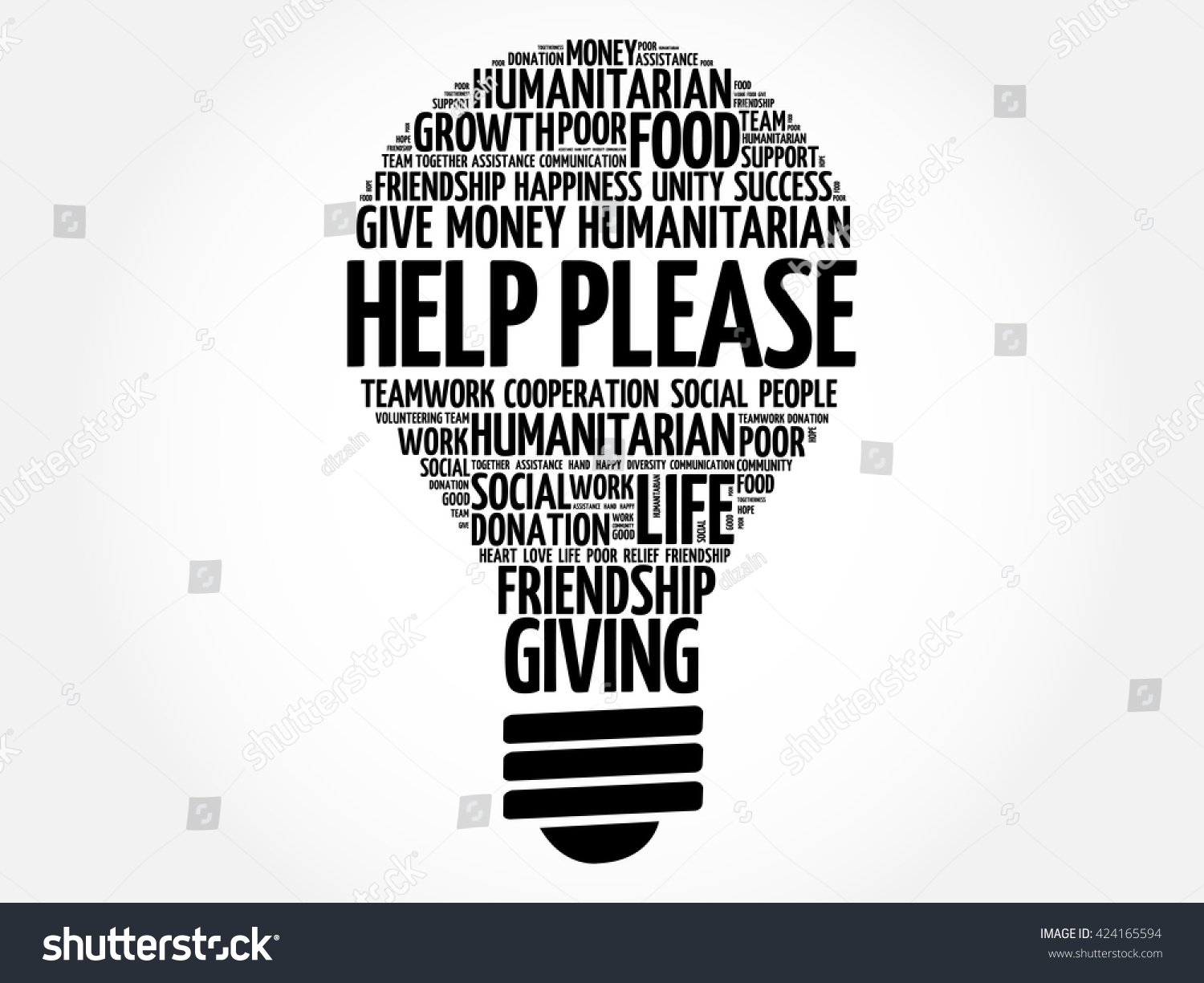 Help Please Bulb Word Cloud Collage: เวกเตอร์สต็อก (ปลอดค่าลิขสิทธิ์ ...
