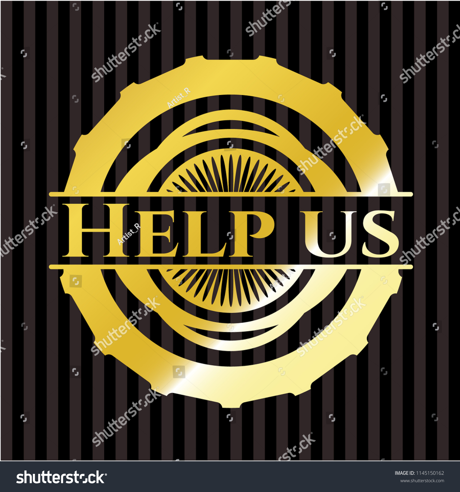 Help Us Gold Emblem Stock Vector (Royalty Free) 1145150162
