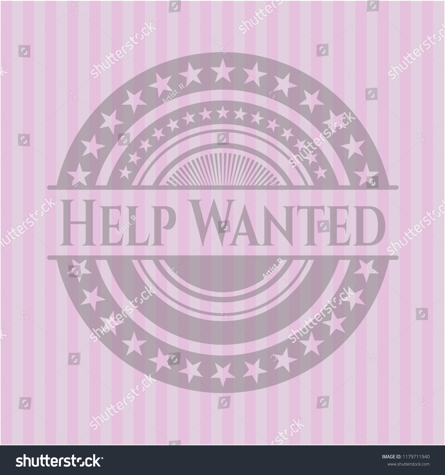 Help Wanted Badge Pink Background Stock Vector (Royalty Free) 1179711940