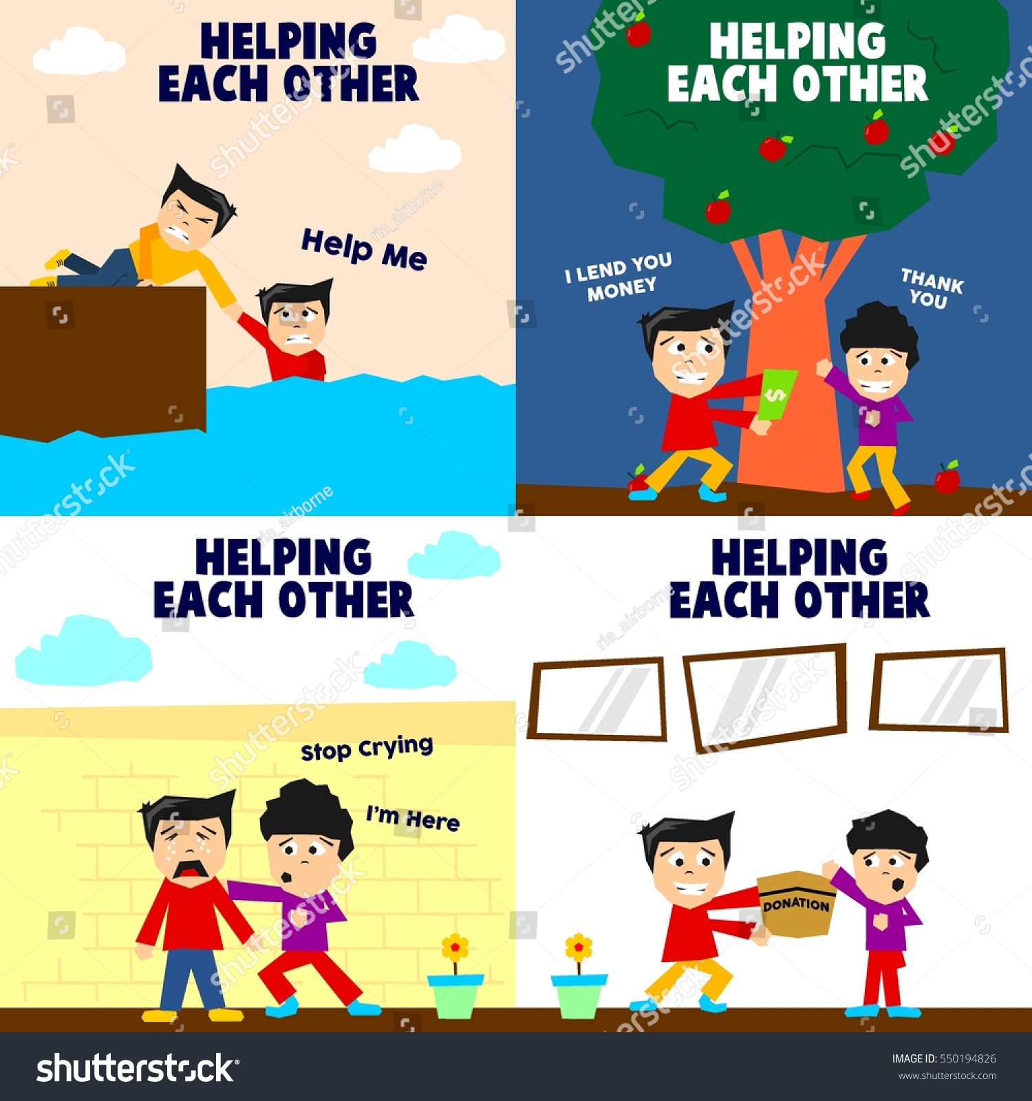 Helping Each Other Illustration Concept Stock Vector (Royalty Free ...