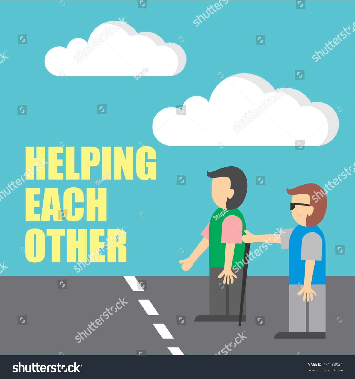 Helping Each Other Vector Poster Illustration Stock Vector (Royalty ...