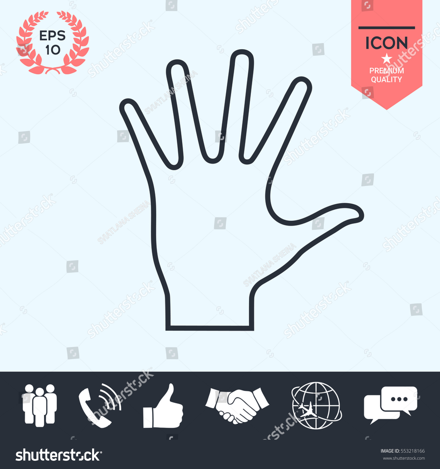 Helping Hand Line Icon Stock Vector (Royalty Free) 553218166