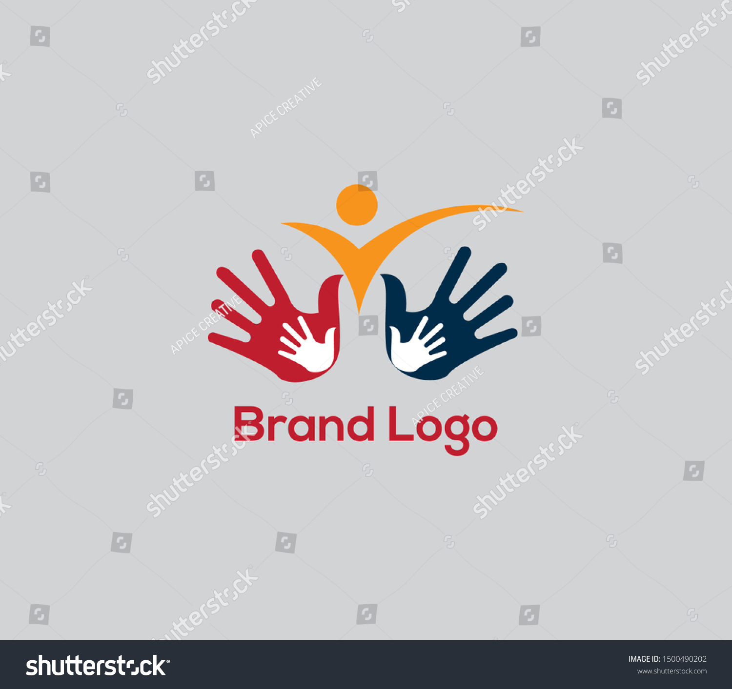 Helping Hand Vector Logo Charity School Stock Vector (Royalty Free ...