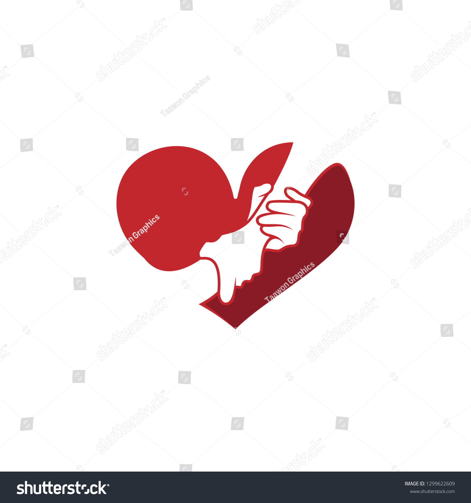Helping Hand Heart Shape Vector Logo Stock Vector (Royalty Free) 1299622609